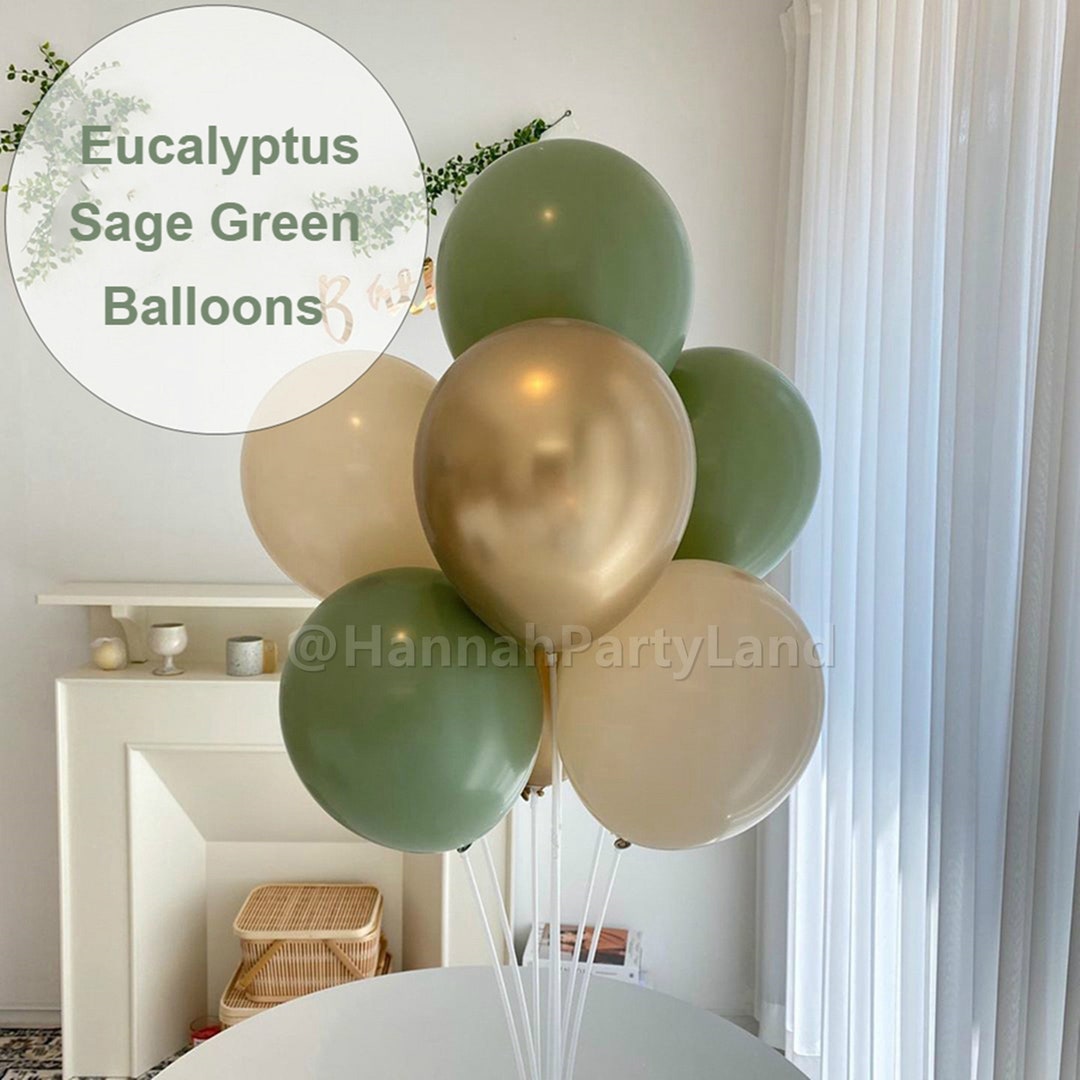 Sage Green Balloons Eucalyptus Latex Balloon Baby Shower Birthday ...