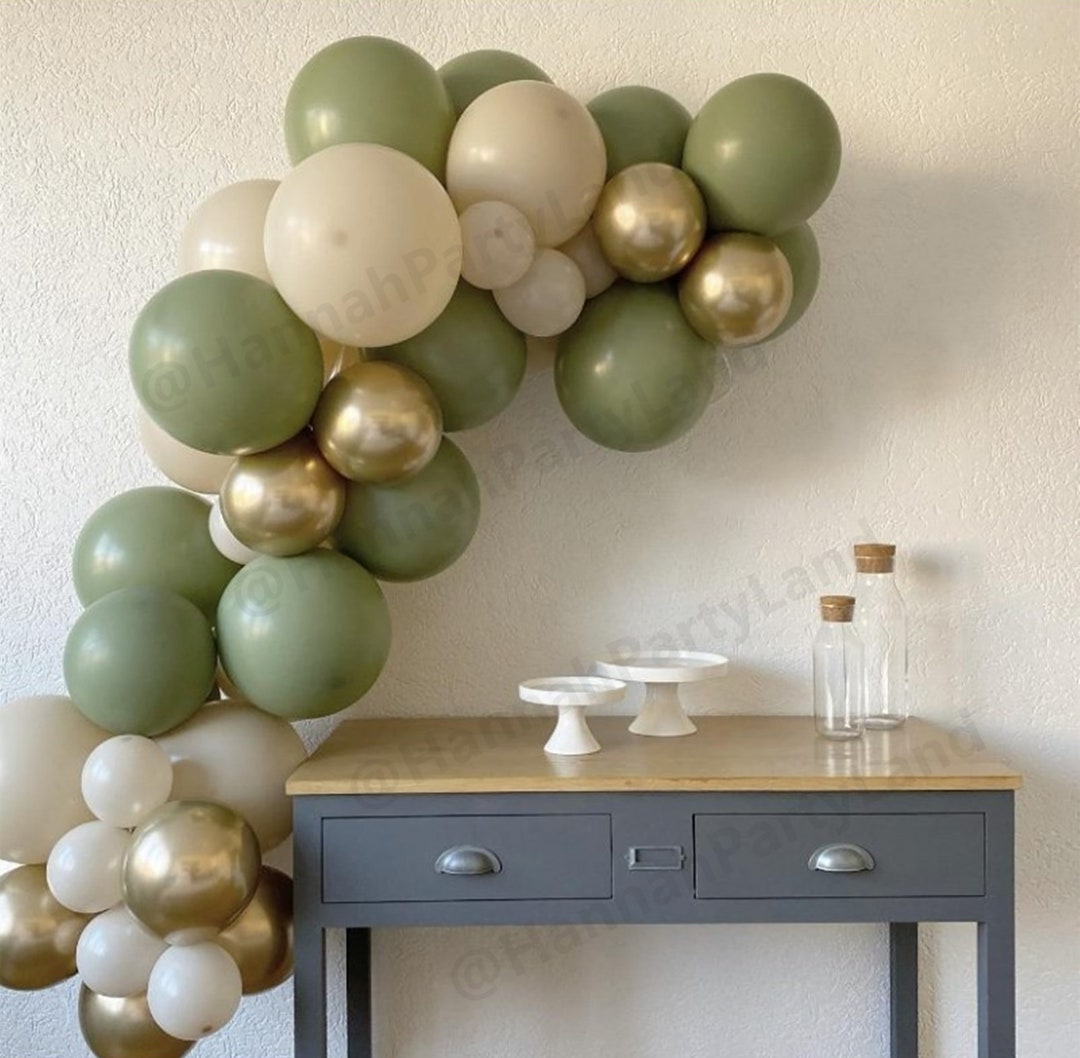 Balloons Arch Kit Sage Green Latex Balloons Eucalyptus DIY Birthday ...