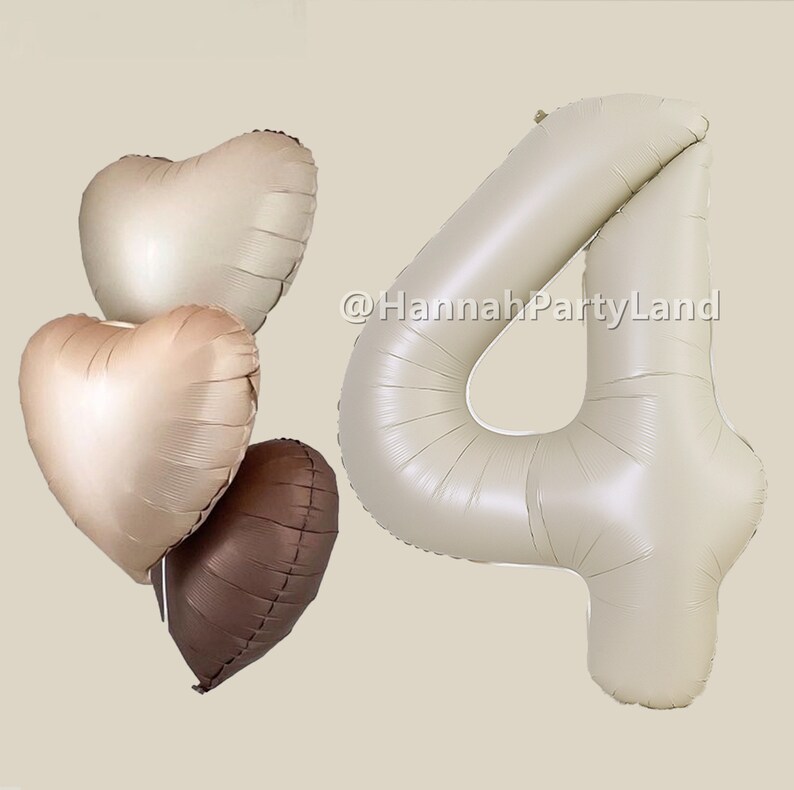 Cream Caramel Chocolate Heart 18" Foil Balloons 40" Large Number ...