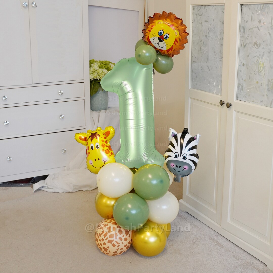 Safari Birthday Balloon Display Sculpture Sage Green Eucalyptus ...