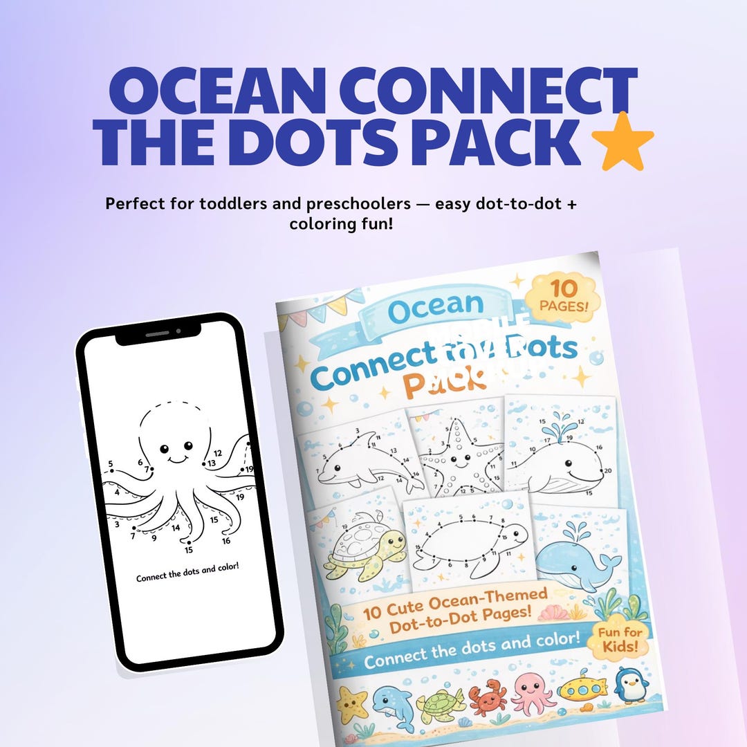 Dot-to-dot Pages for Kids | Ocean Animals Activity Book | Coloring Fun ...