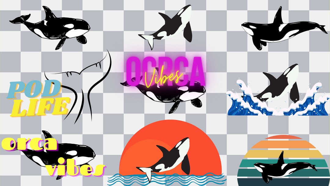 Orca PNG Bundle Digital Files Cutouts Clipart Stickers - Etsy