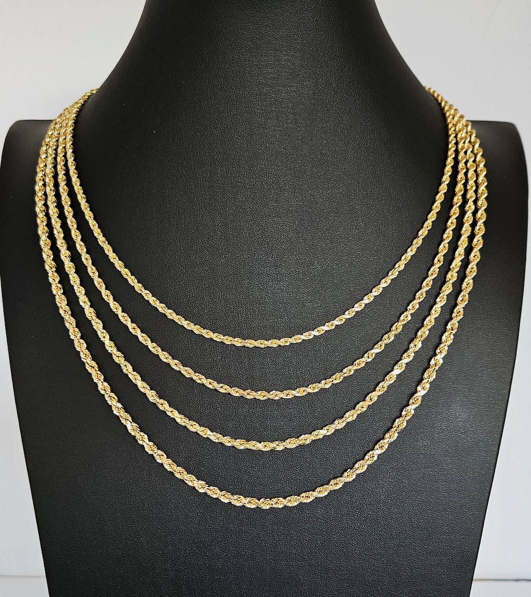 10K Gold Rope Chain Gold Rope Chain Necklace 3MM. 3.3MM 3.6MM 10K Gold ...