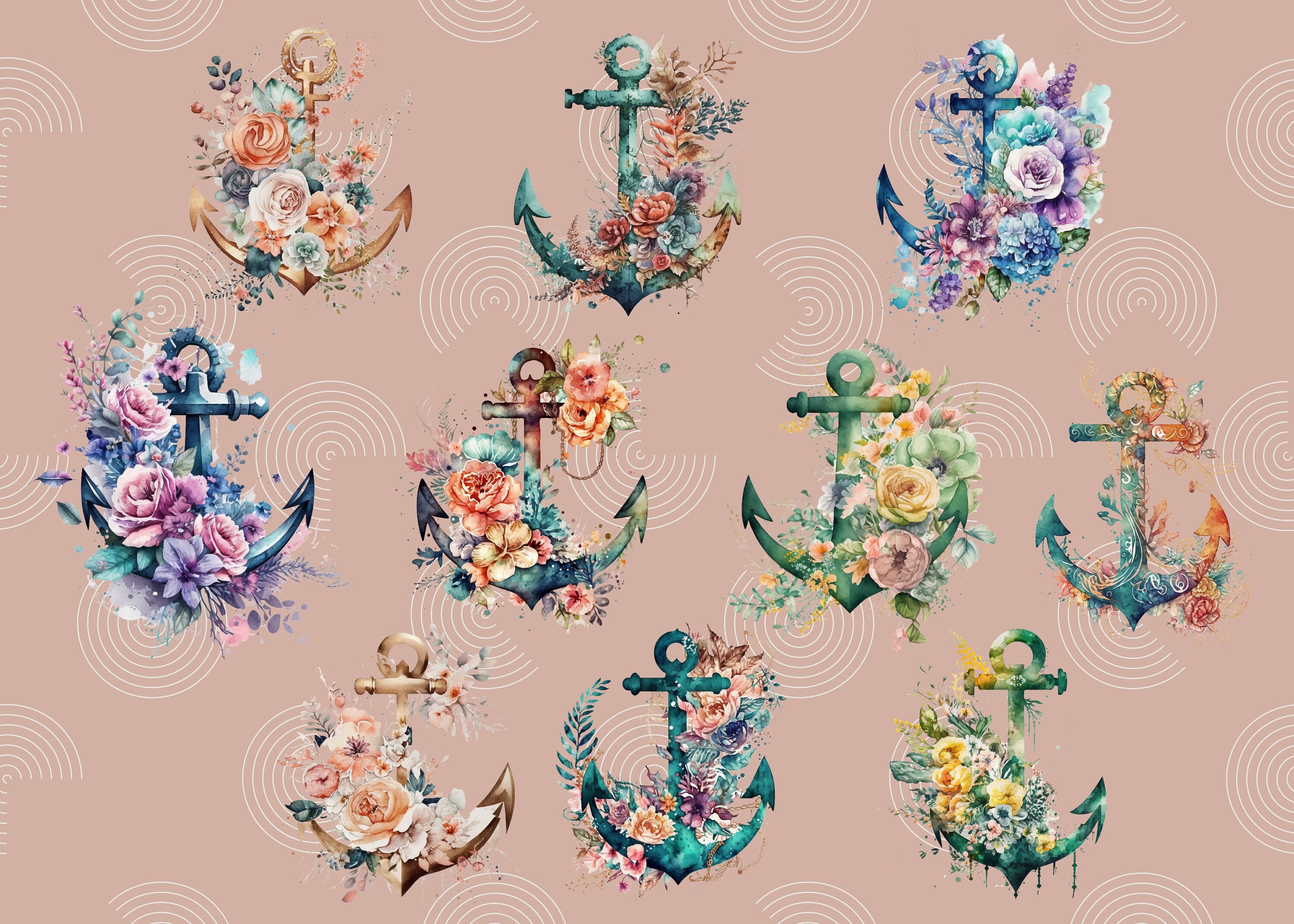 Anchor Clipart PNG Anchor Bundle Nautical Clipart. Sea Clip - Etsy