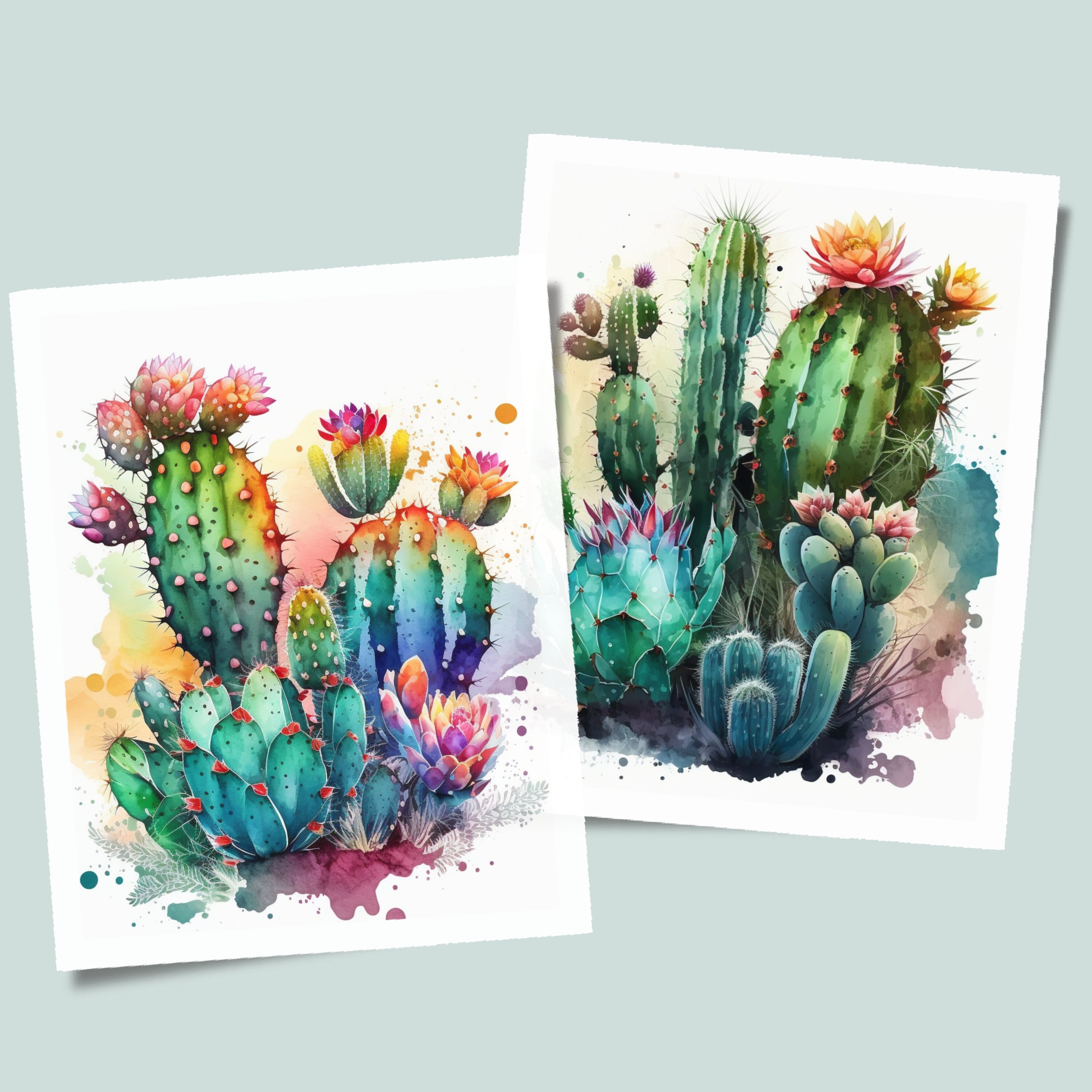 Watercolor Cactus Printable Cactus Art Digital Illustration - Etsy