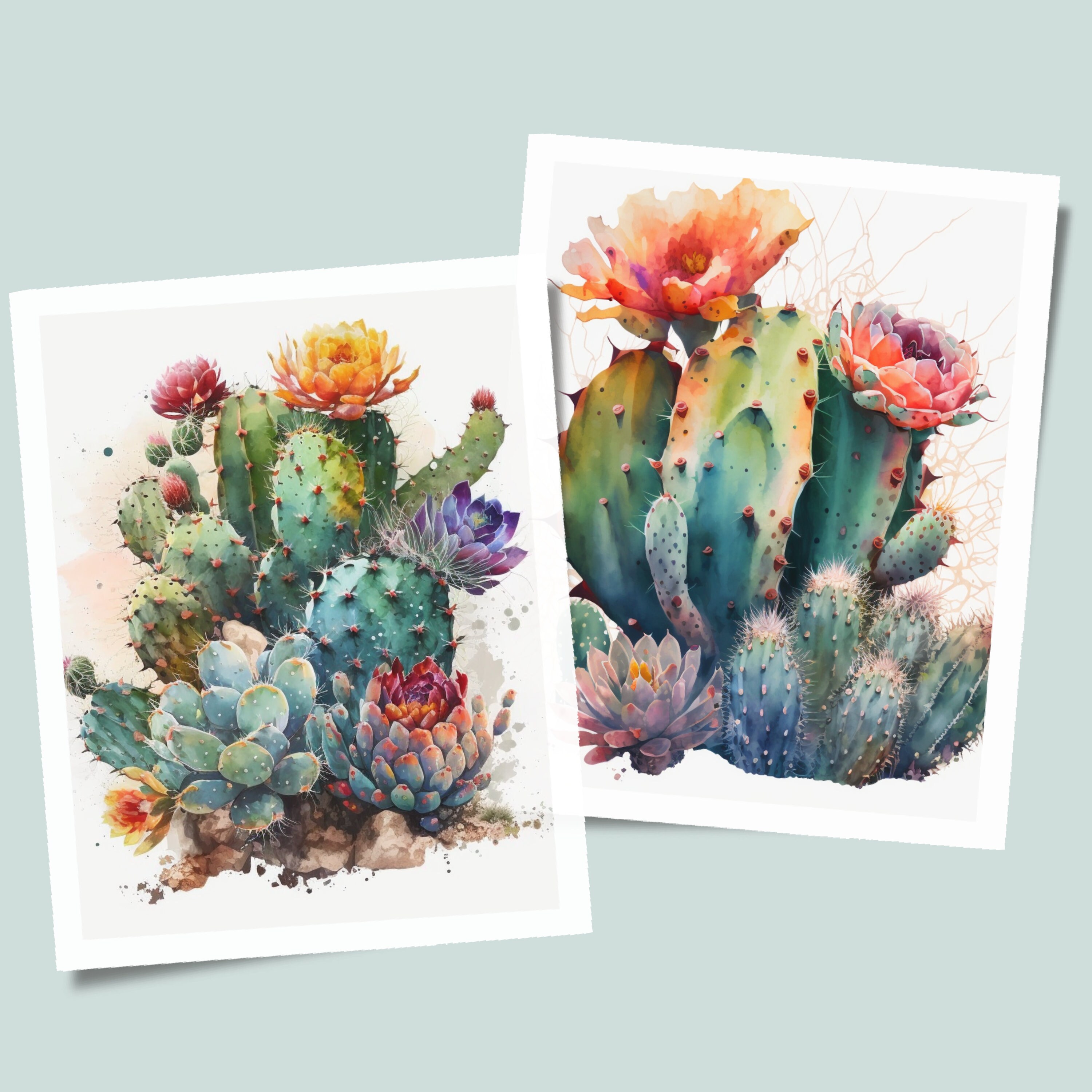 Watercolor Cactus Printable Cactus Art Digital Illustration - Etsy