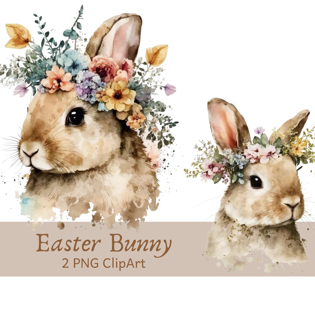 Easter Rabbit Watercolor Clipart PNG Forest Animals Clipart - Etsy