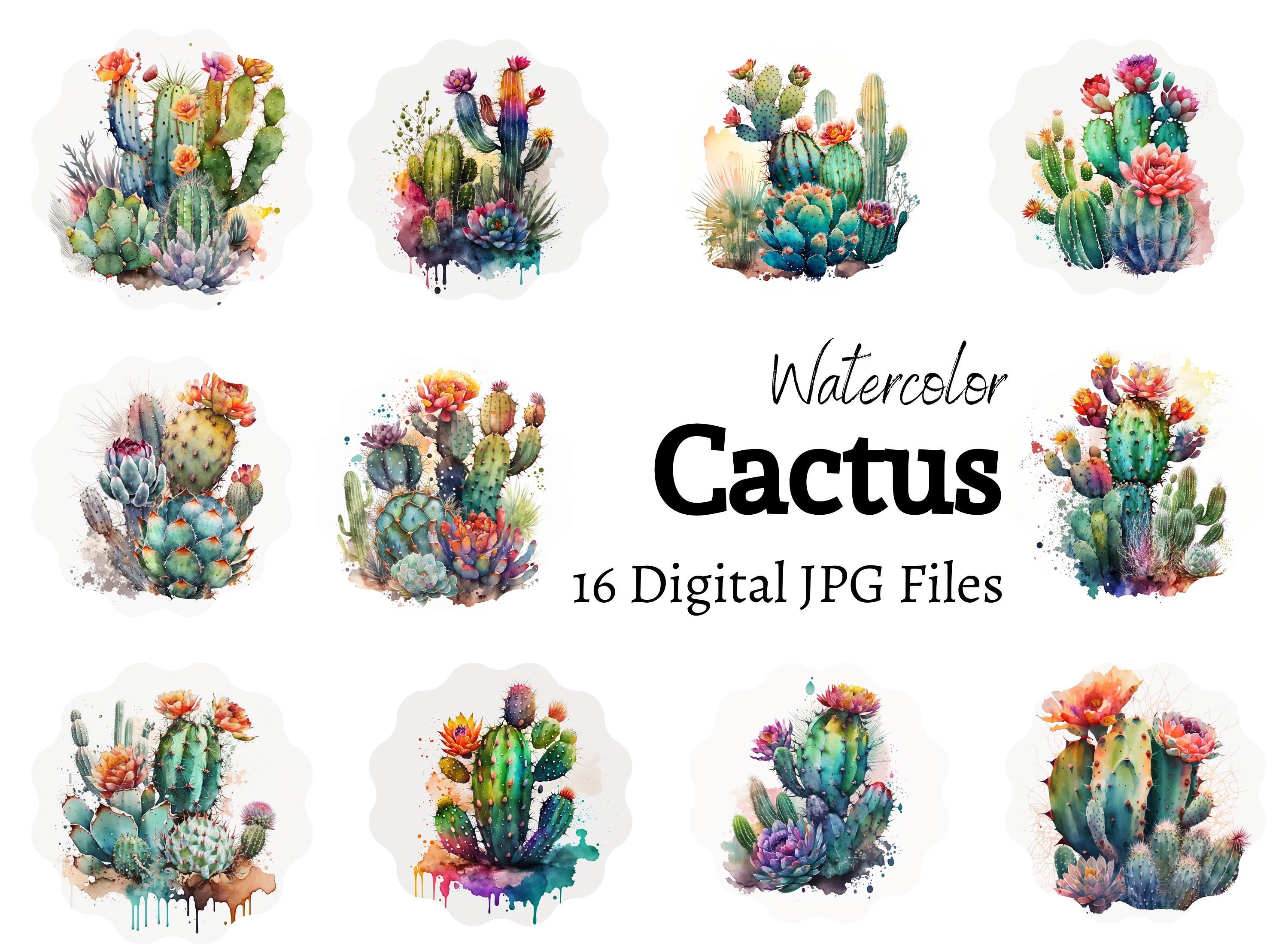 Watercolor Cactus Printable Cactus Art Digital Illustration - Etsy