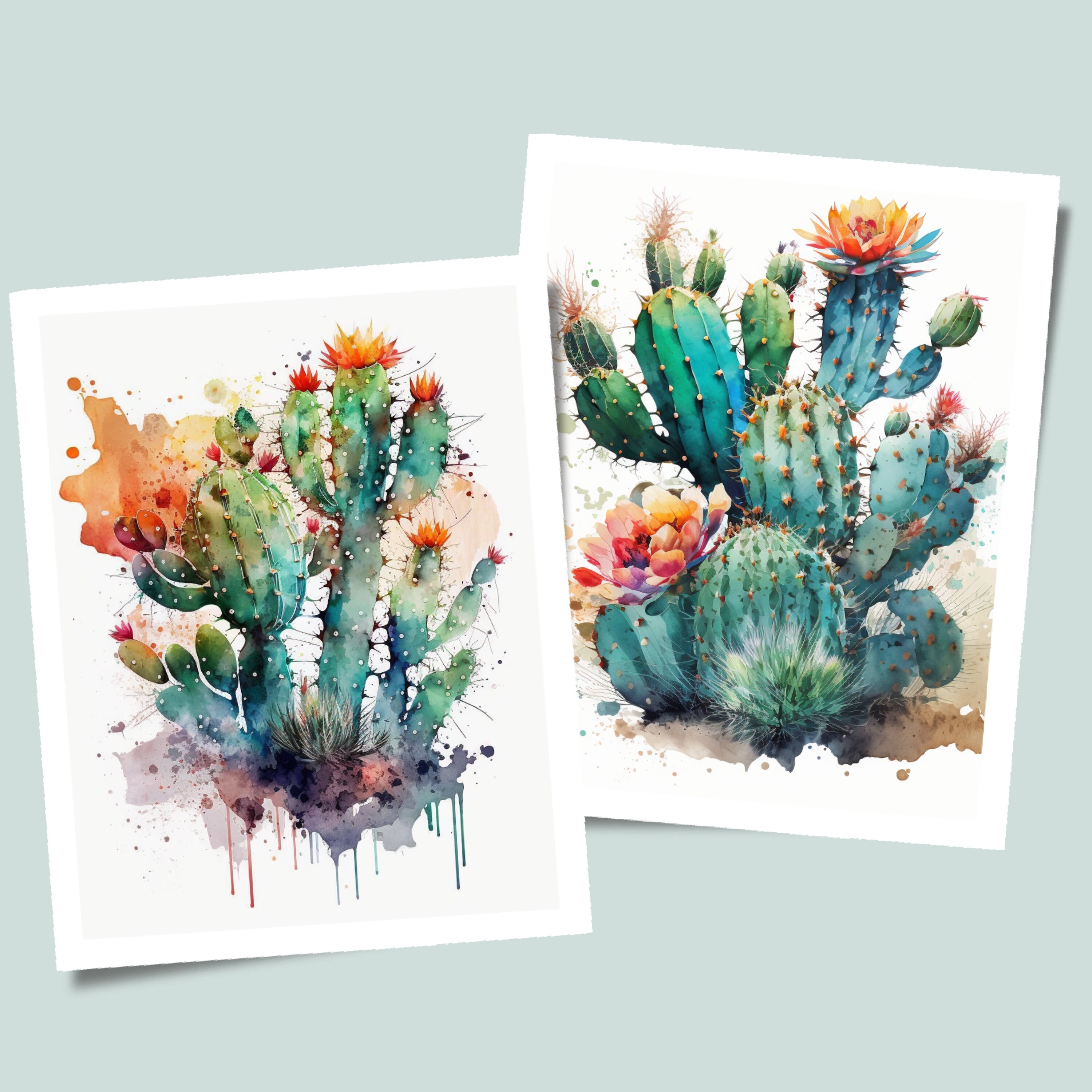 Watercolor Cactus Printable Cactus Art Digital Illustration - Etsy