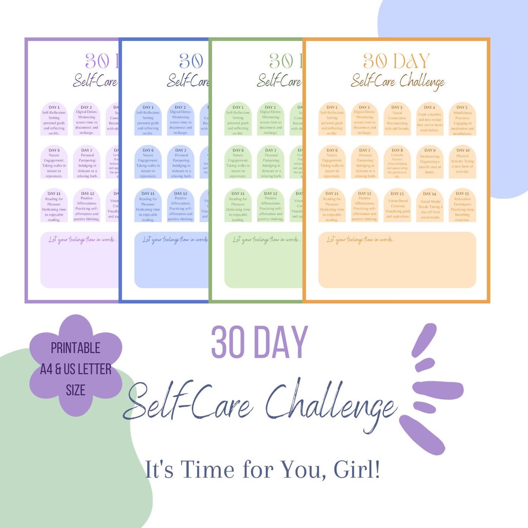 30-day Self-care Challenge Printable Daily Wellness Activities for ...