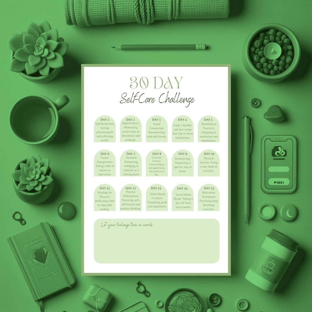 30 Day Self-care Challenge: Empower Your Well-being Printable, US ...