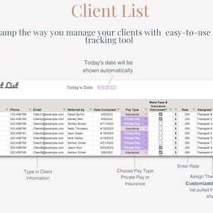 Therapist Client Tracker Scheduling Spreadsheet Google Sheets ...
