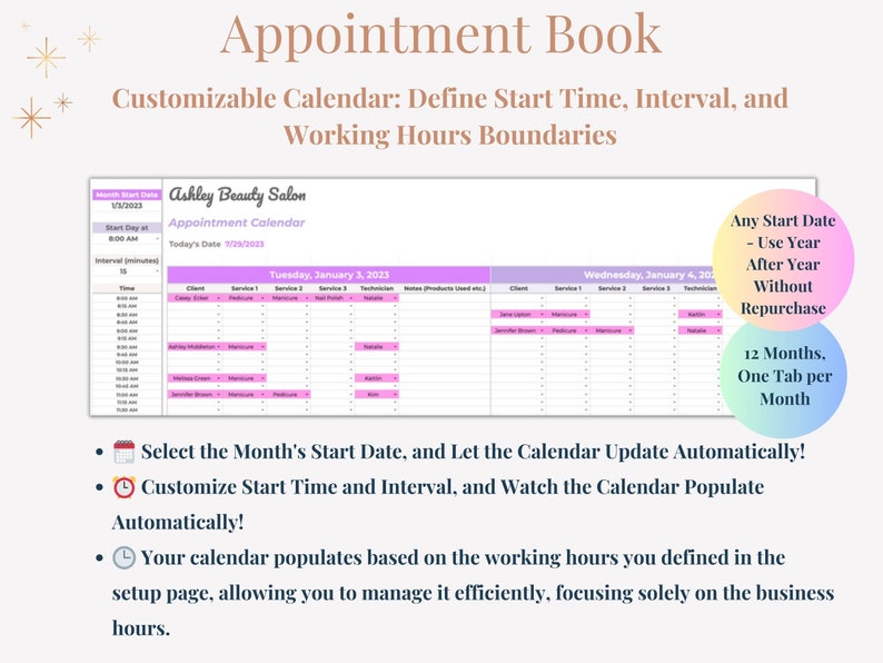Appointment Schedule, Client Record Book Spreadsheet Template ...
