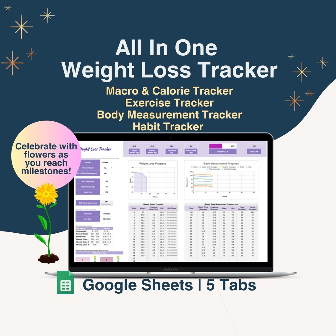 Weight Loss Tracker, Weight Loss Journal, Body Measurement Tracker ...
