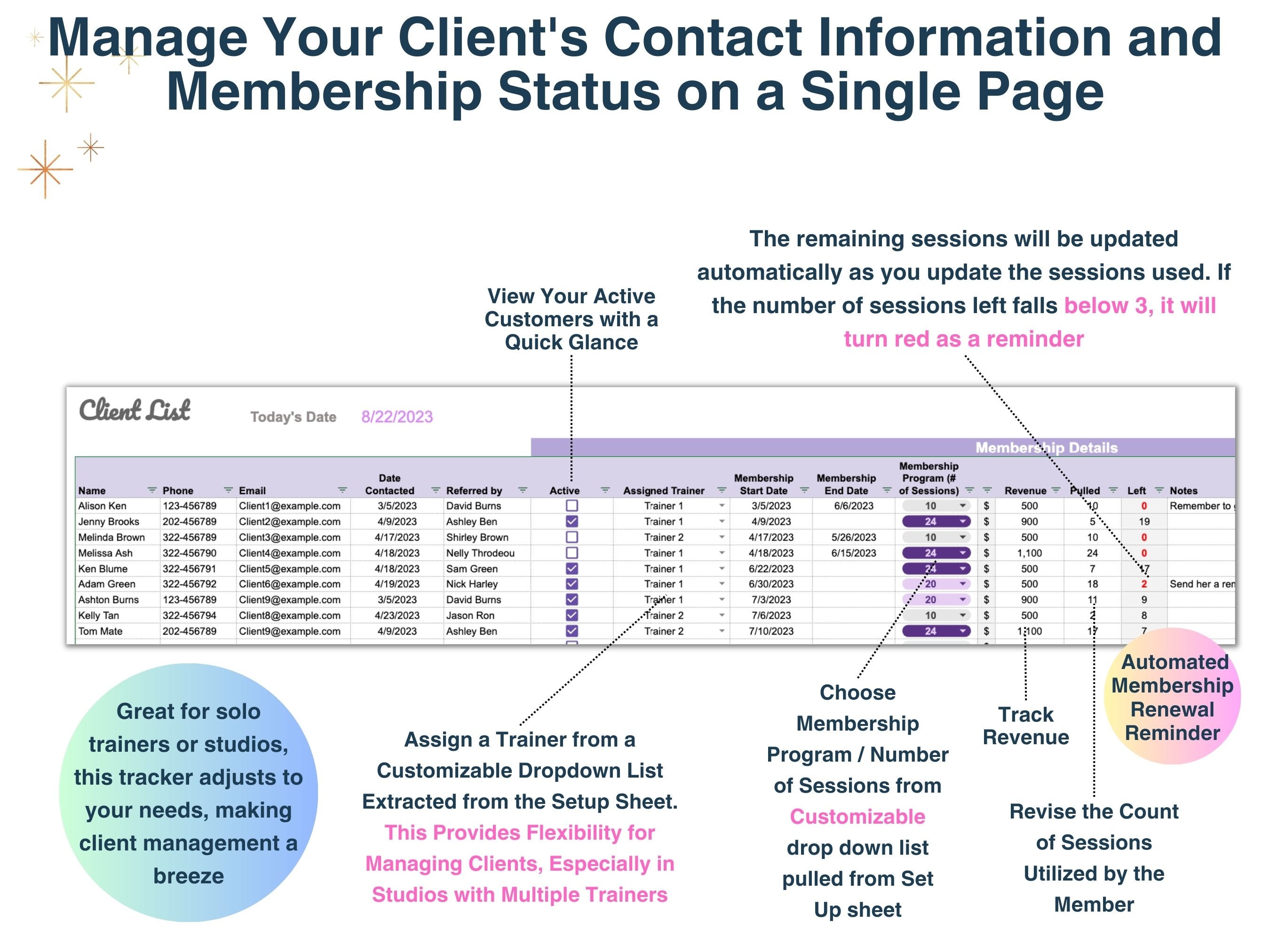 Personal Trainer Template, Client Tracker, Printable Workout Plan ...