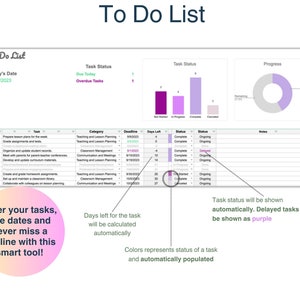 Teacher to Do List, Task Tracker, Monthly Calendar, Digital Planner ...