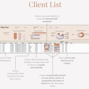 Client Tracker Google Sheets Template, Task Manager, to Do Calendar ...