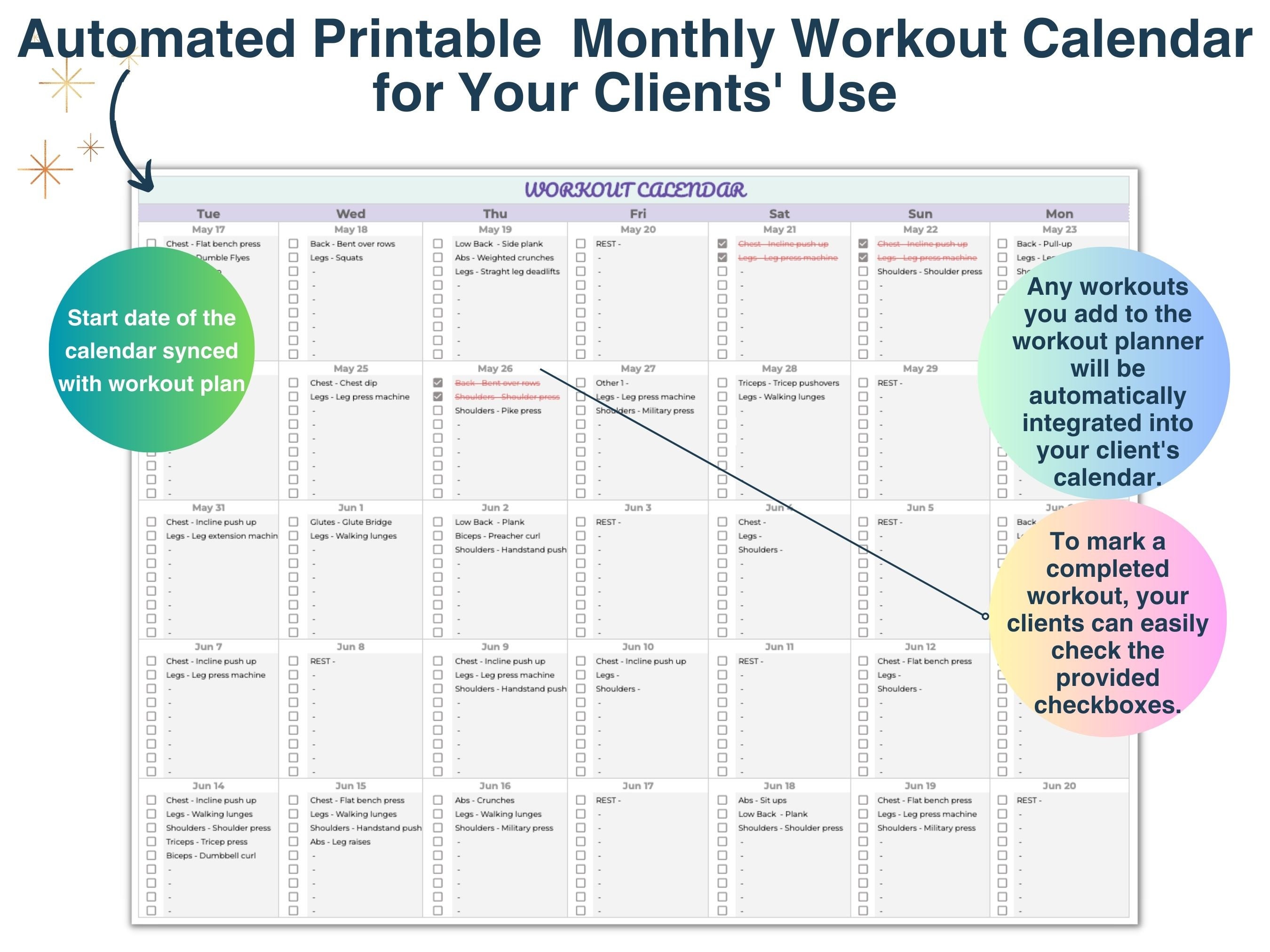 Personal Trainer Template, Client Tracker, Printable Workout Plan ...