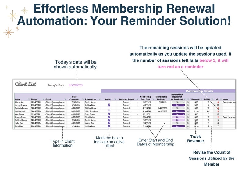 Personal Trainer Client Tracker Spreadsheet, Customer Intake Form ...