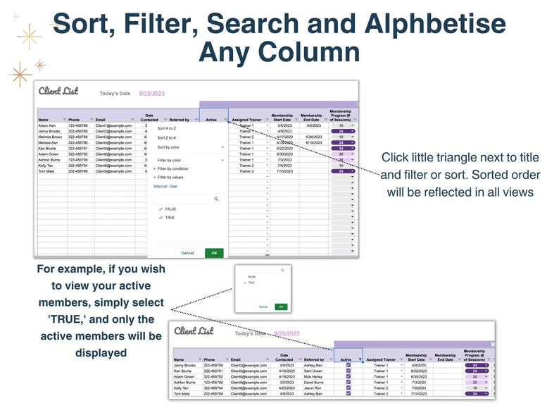Personal Trainer Client Tracker Spreadsheet, Customer Intake Form ...
