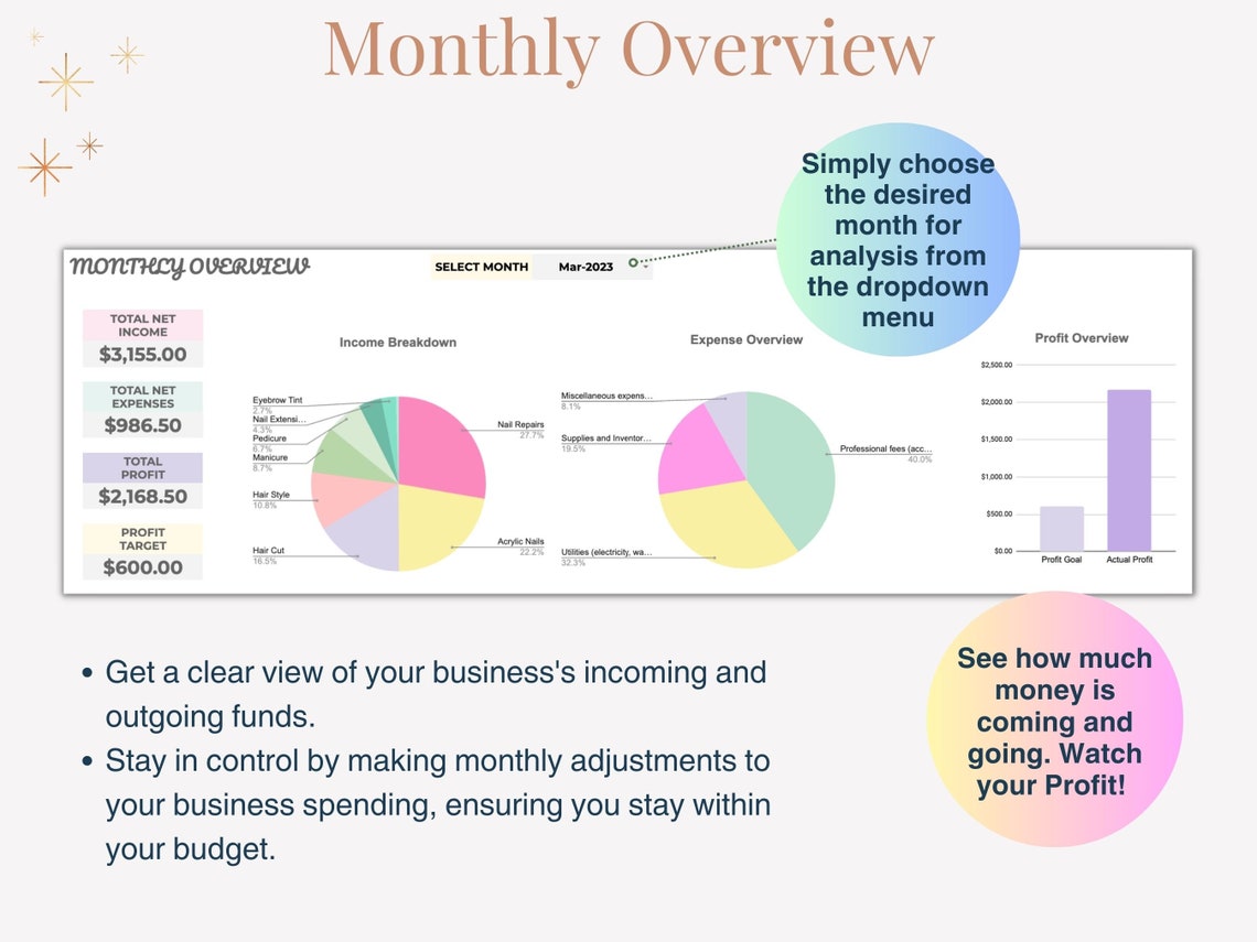 Beauty Salon Bookkeeping Spreadsheet Google Sheets Template Simple ...