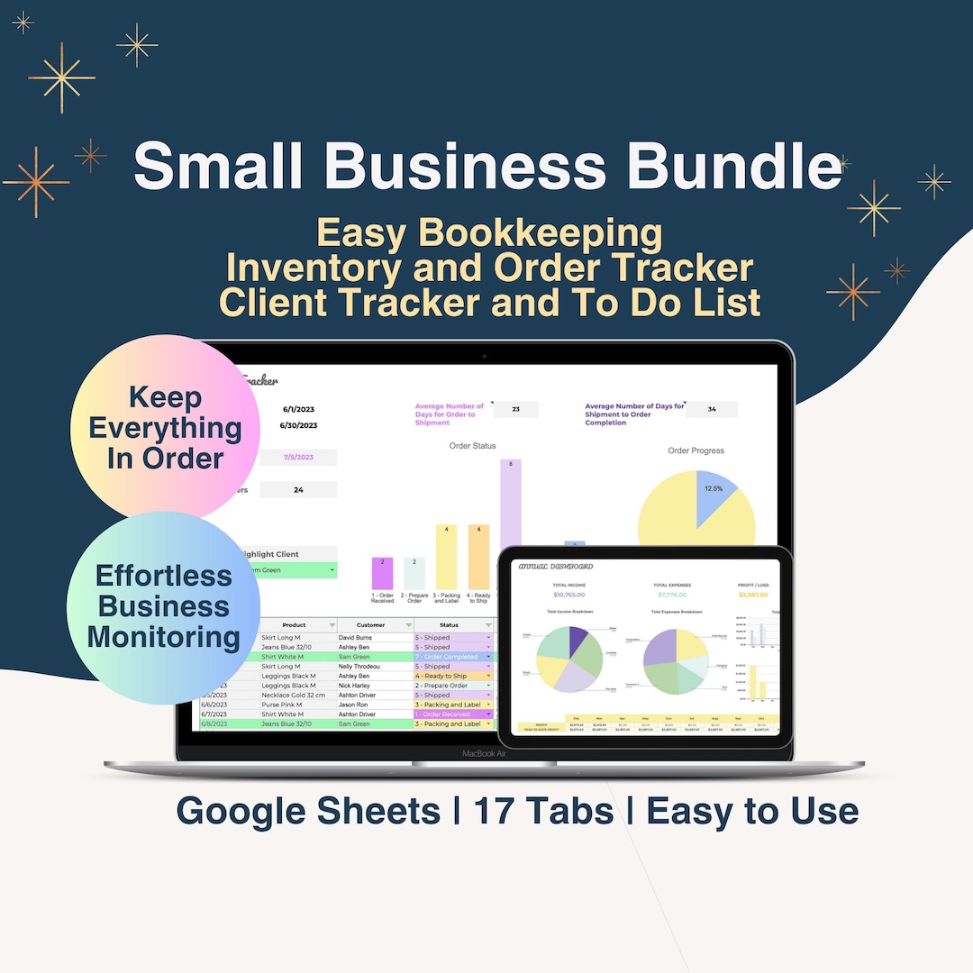 Small Business Easy Bookkeeping Sheets, Accounting Template, Client ...