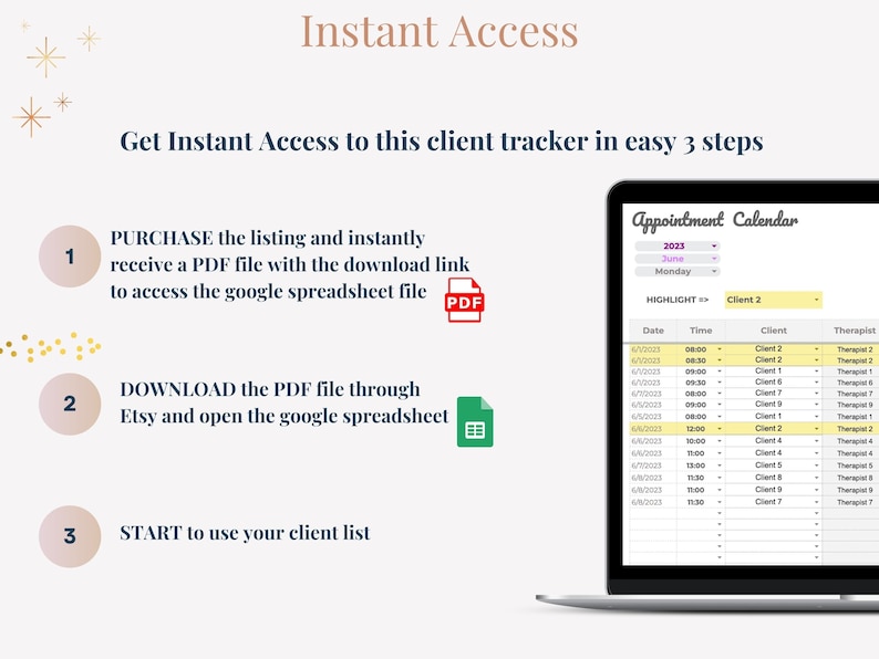 Therapist Client Tracker Scheduling Spreadsheet Google Sheets ...