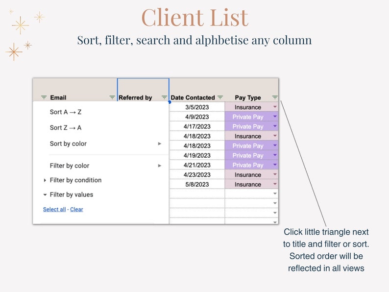 Therapist Client Tracker Scheduling Spreadsheet Google Sheets ...