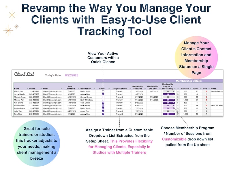 Personal Trainer Client Tracker Spreadsheet, Customer Intake Form ...