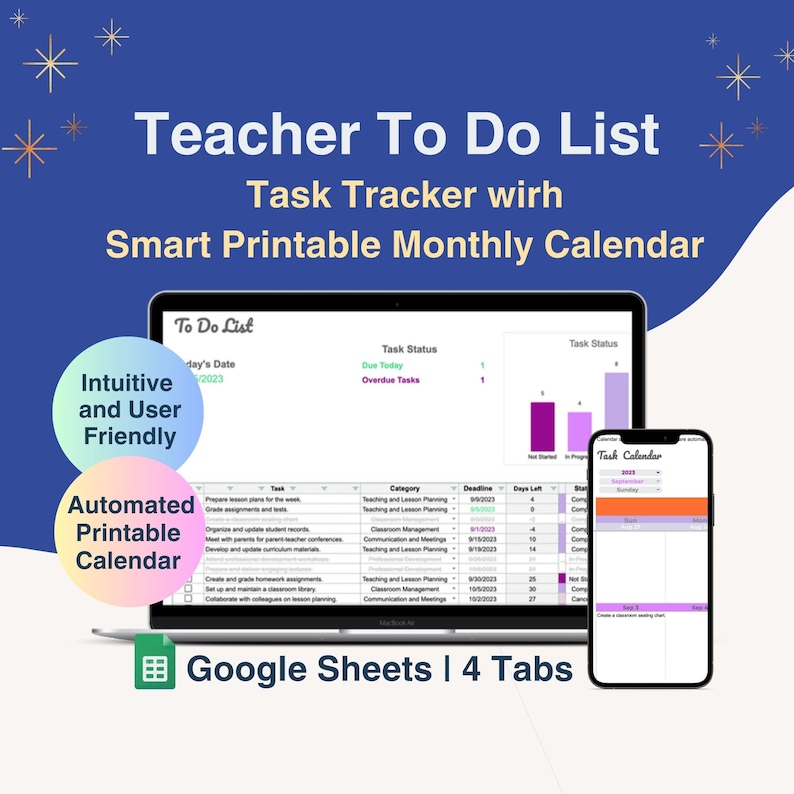 Teacher to Do List, Task Tracker, Monthly Calendar, Digital Planner ...