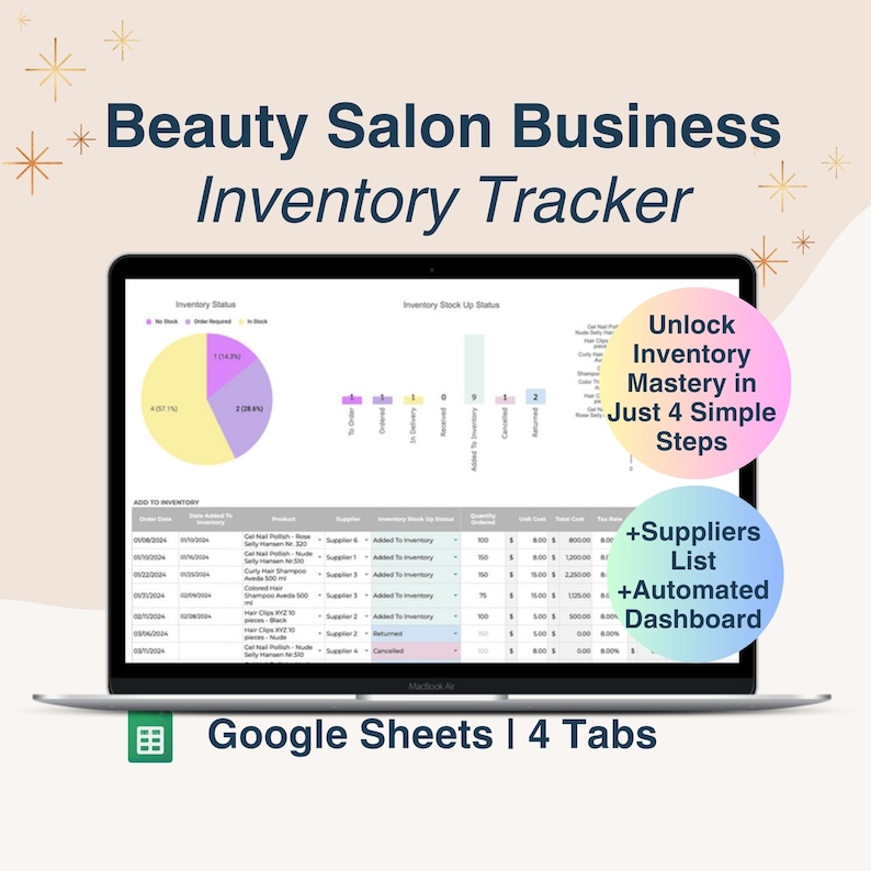 Beauty Business Inventory Tracker Google Sheets Template for Hair ...