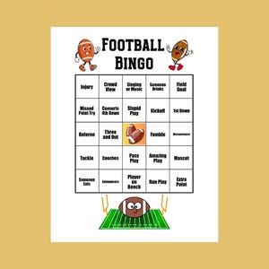 Football Fan Bingo Game, Bingo Game for Football Watch Party, Fun for ...