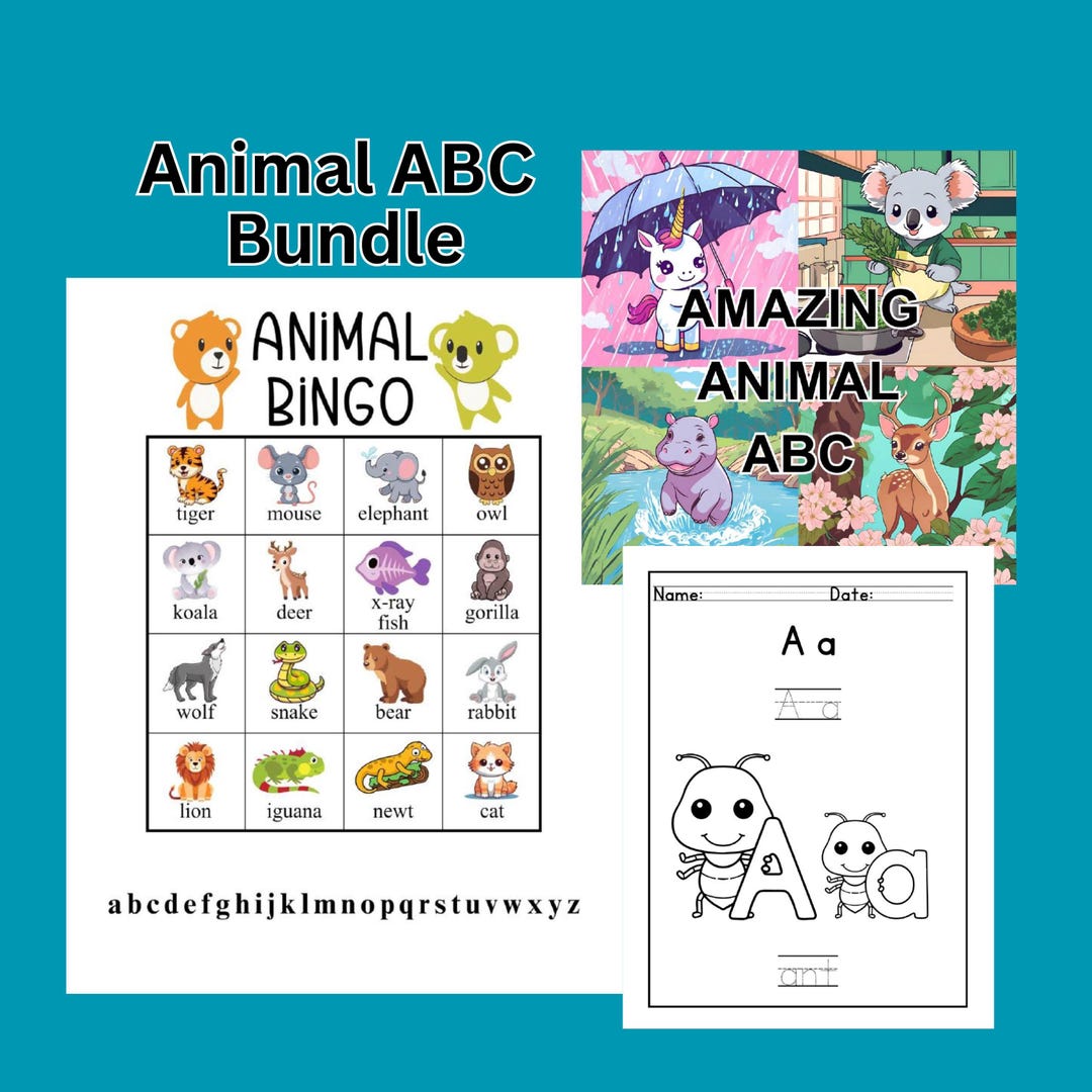 Animal ABC Bundle - Includes Animal Bingo, Animal ABC Coloring Pages ...