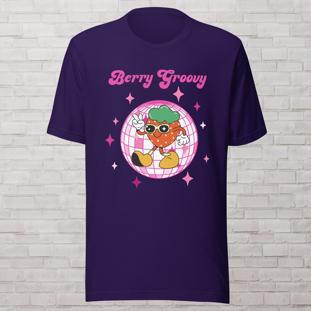 Retro Groovy Strawberry Shirt, Nine Bella + Canvas® Colors in Sizes ...