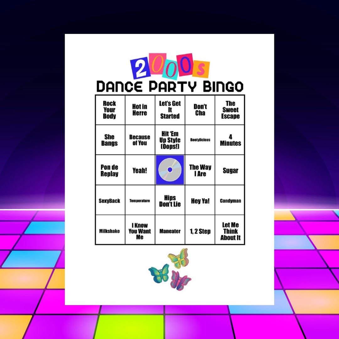 2000s Dance Party Music Bingo With 45 Songs, Spotify® Playlist, Song ...