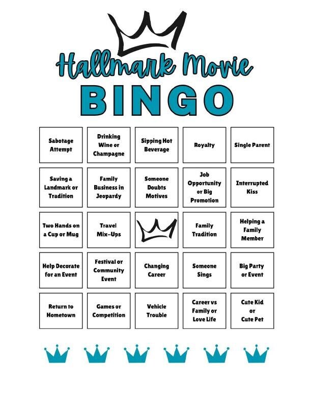Hallmark Movie Bingo Cards, Generic Hallmark Movie Bingo, Printable ...