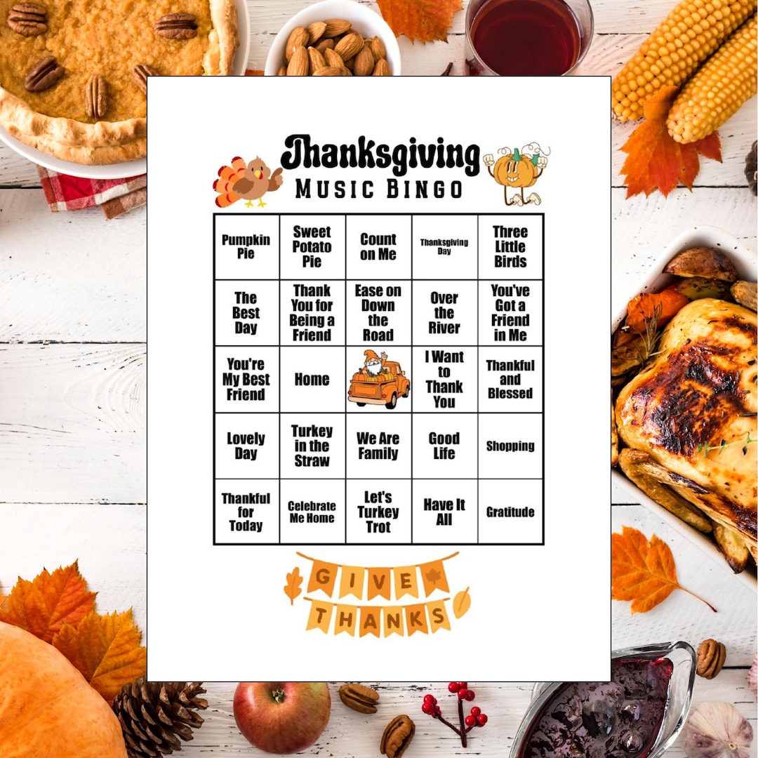 Thanksgiving Music Bingo Game With Spotify® Playlist (printable) - Etsy
