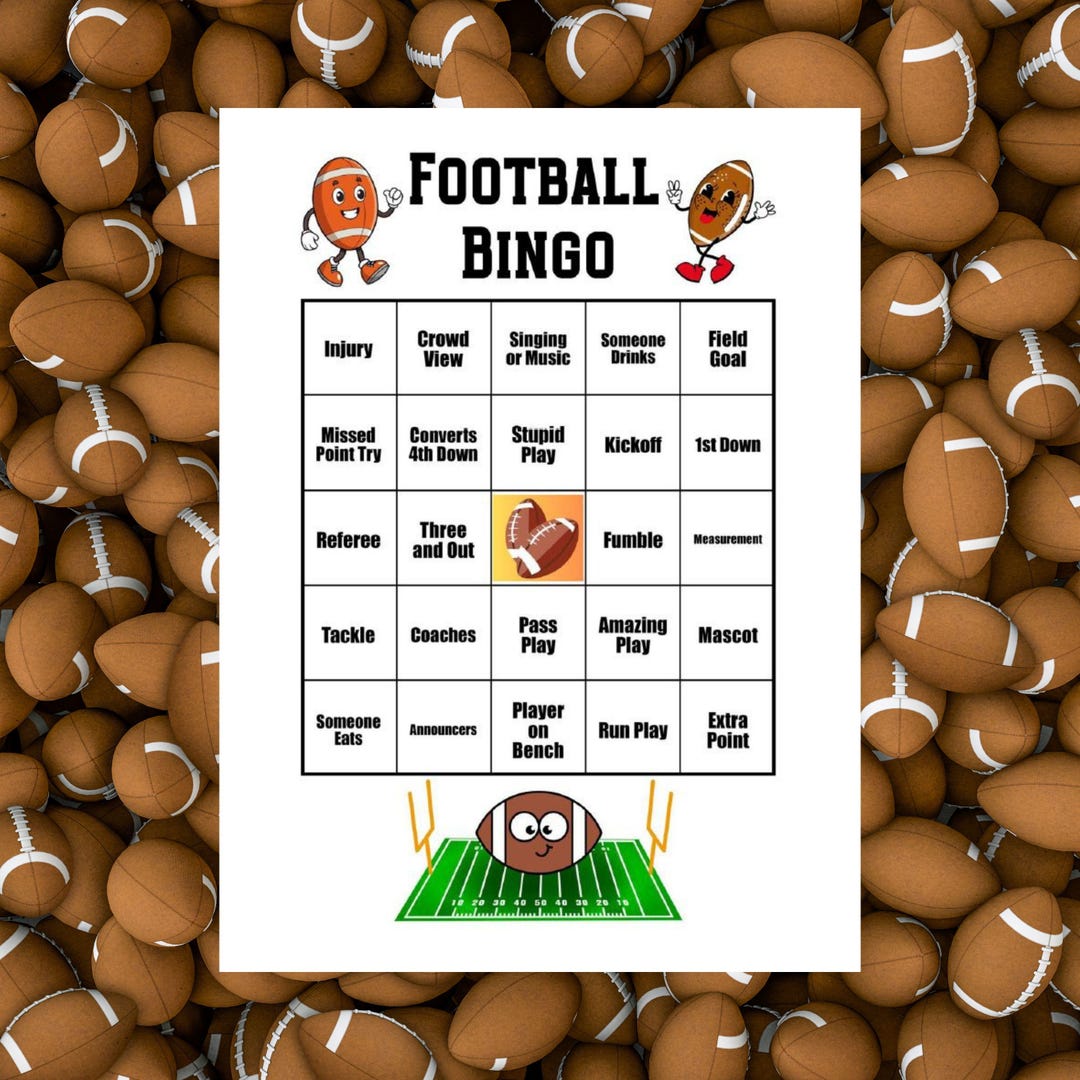 Football Fan Bingo Game, Bingo Game for Football Watch Party, Fun for ...