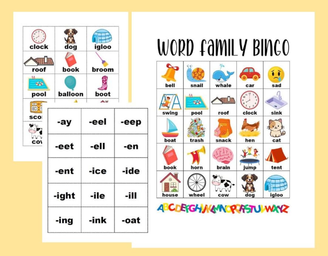 Word Family Classroom Bingo Digital Download & Printable - Etsy