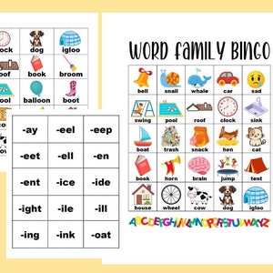 Word Family Classroom Bingo Digital Download & Printable - Etsy
