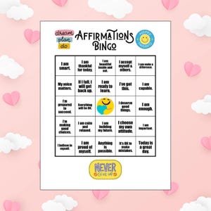 Positive Affirmations Bingo Game, 25 Bingo Cards Plus a Poster and 30 ...