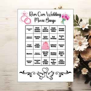 Rom Com Wedding Movie Bingo Cards, Rom Com Bingo, Hallmark Bingo, Movie ...