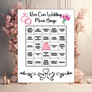 Rom Com Wedding Movie Bingo Cards, Rom Com Bingo, Hallmark Bingo, Movie ...
