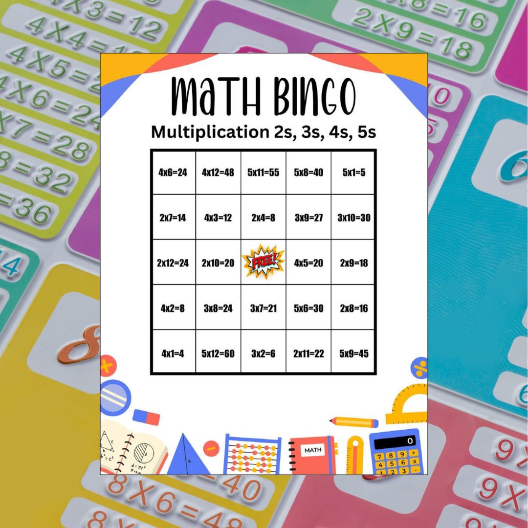Math Bingo 2s Thru 5s and 6s Thru 9s, Classroom Bingo Digital Download ...
