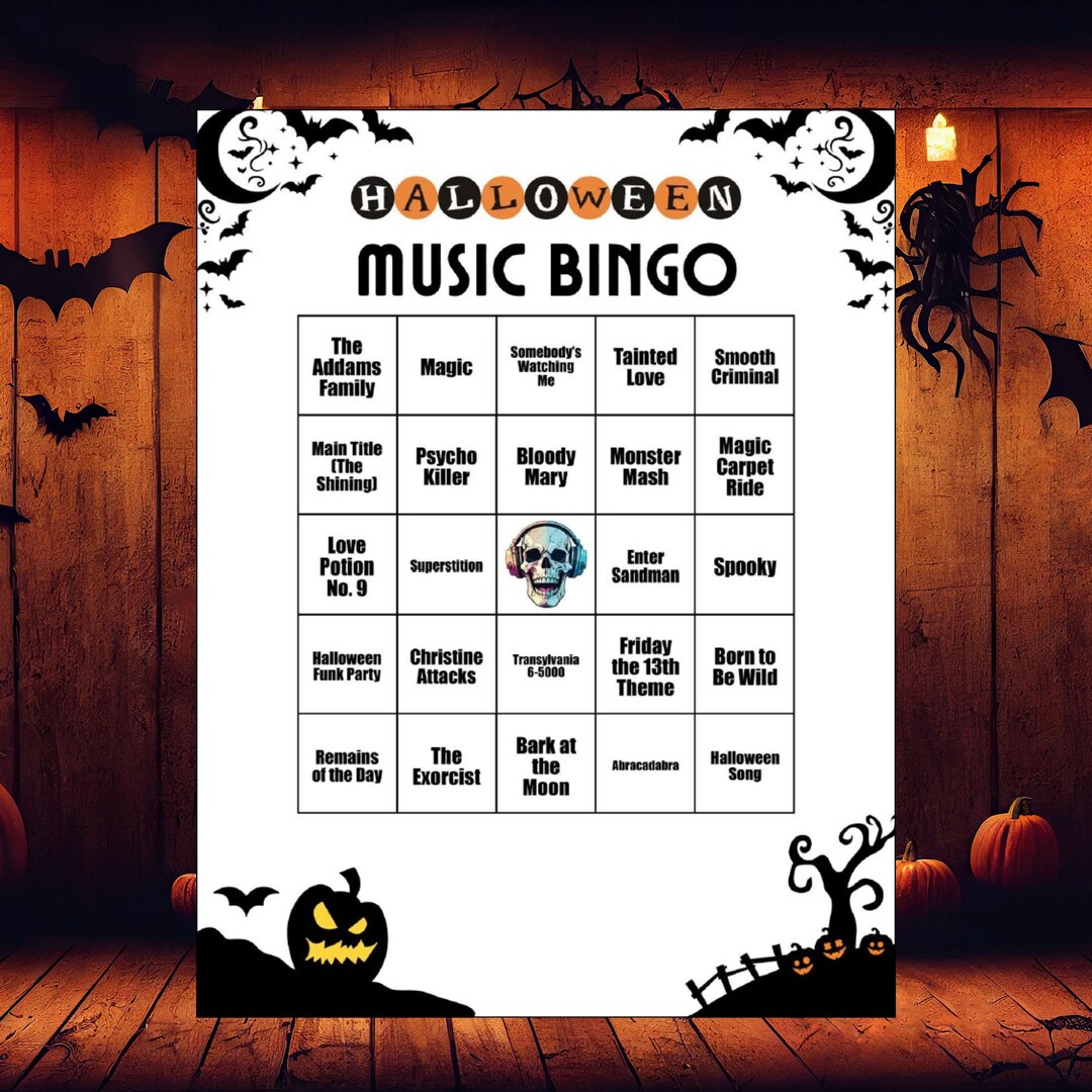 Halloween Music Bingo With Playlist, Sixty Scary and Fun Songs, Spotify ...