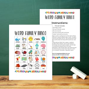 Word Family Classroom Bingo Digital Download & Printable - Etsy