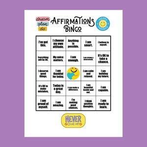 Positive Affirmations Bingo Game, 25 Bingo Cards Plus a Poster and 30 ...