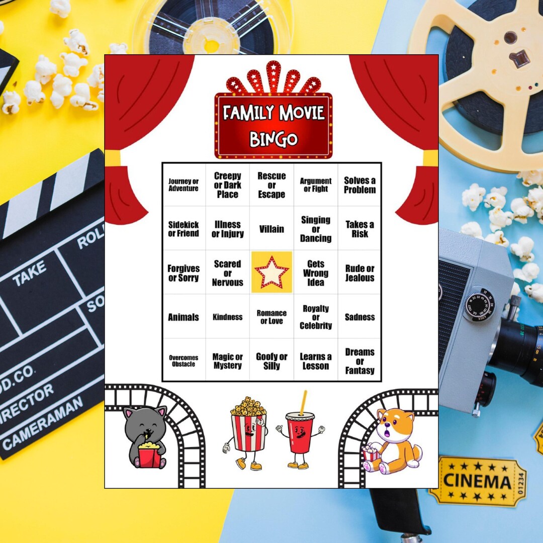 Family Movie Night Bingo, 20 Printable Cards - Etsy