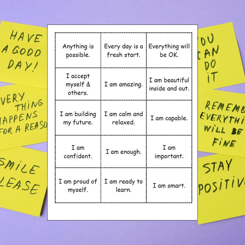 Positive Affirmations Bingo Game, 25 Cards, Poster (PDF Download) - Etsy