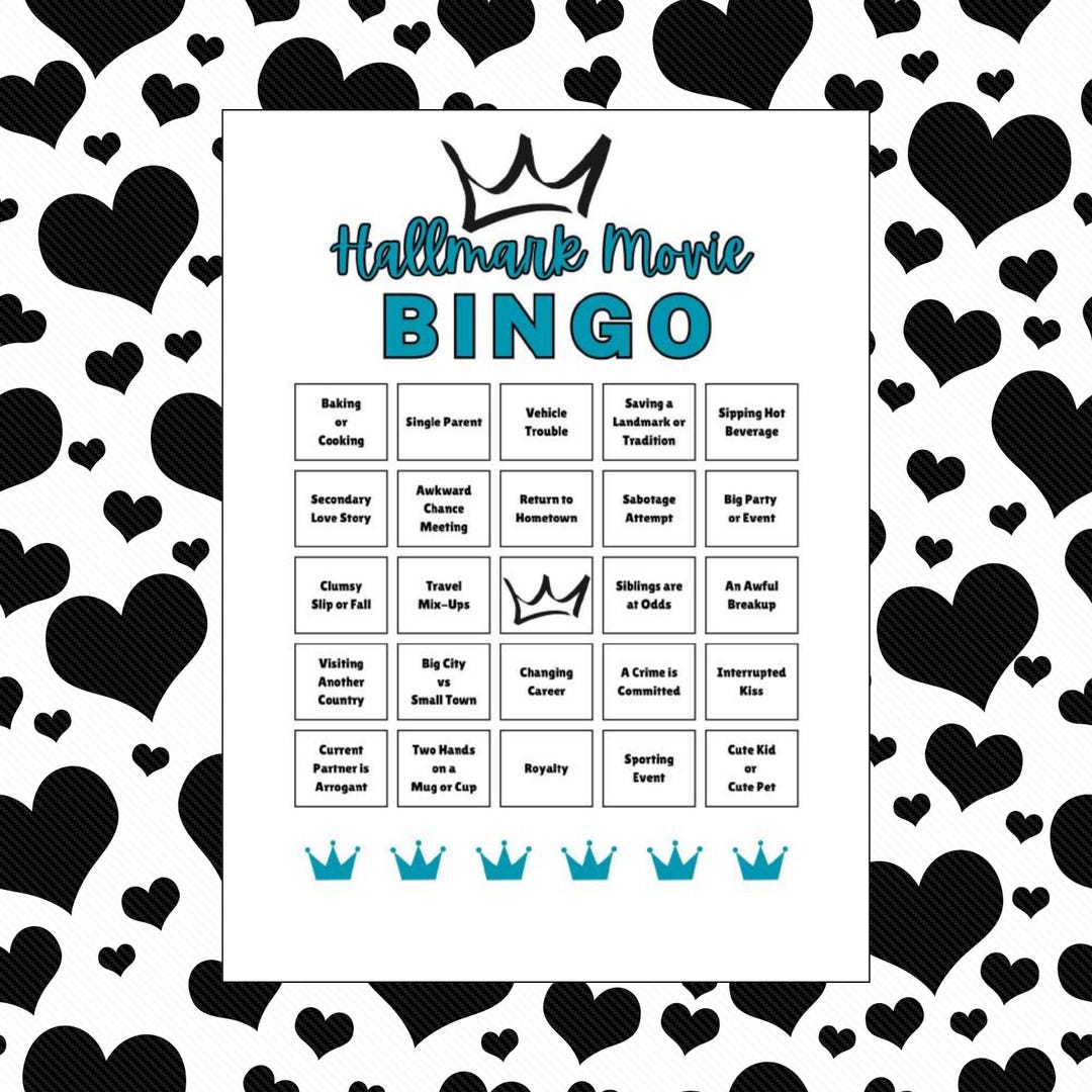 Hallmark Movie Bingo Cards, Generic Hallmark Movie Bingo, Printable ...